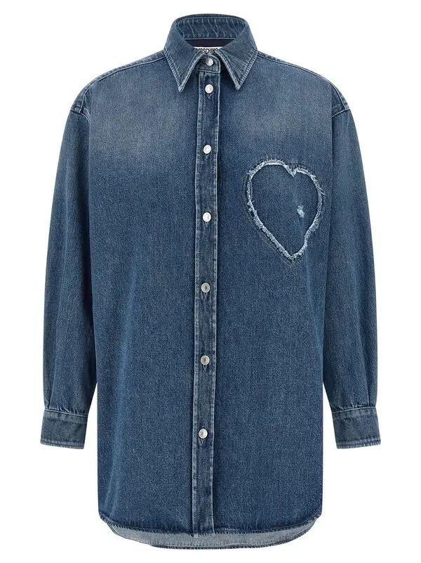 Moschino Heart Denim Shirt - Blue