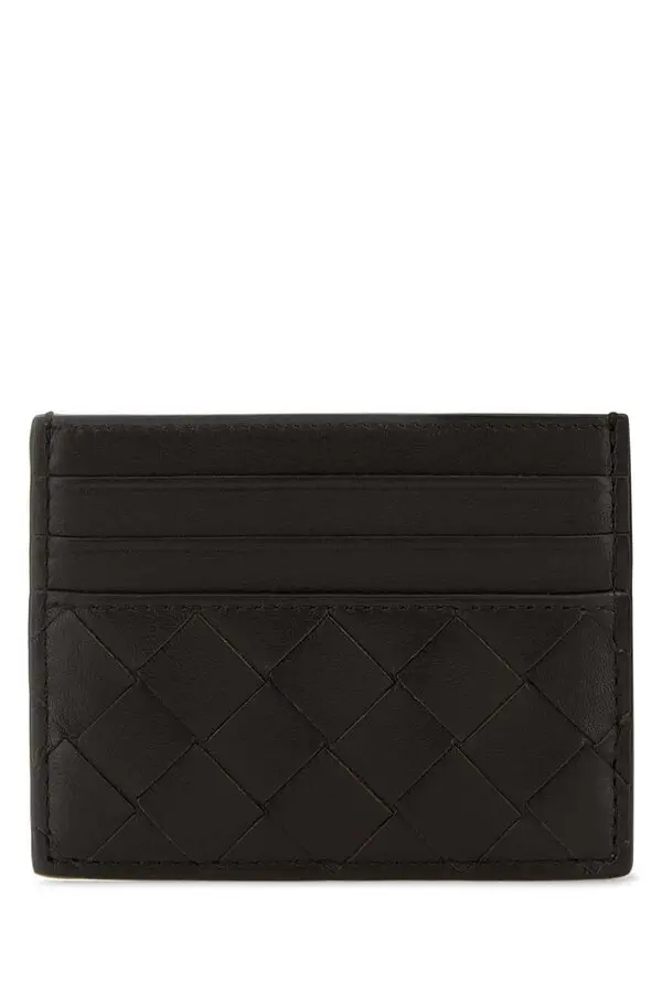 Bottega Veneta Dark Nappa Leather Intrecciato Card Holder - Brown