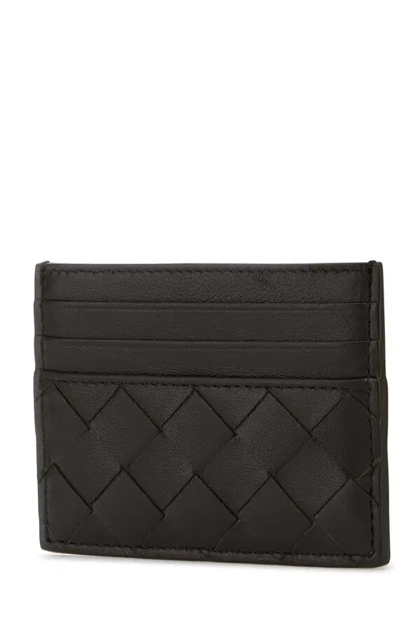 Bottega Veneta Dark Nappa Leather Intrecciato Card Holder - Brown