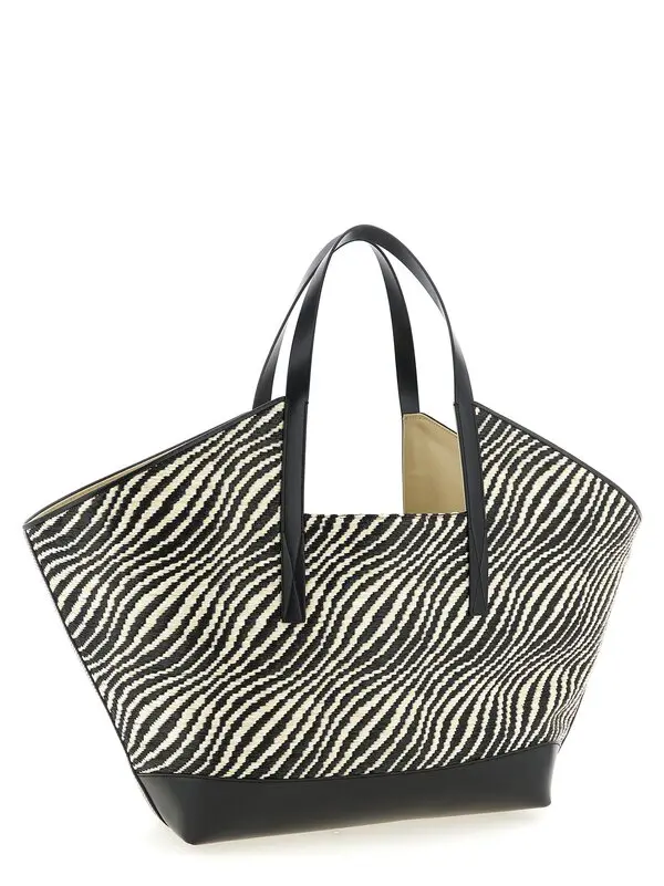Marni Raffia-effect Waves Shopping Bag - Black