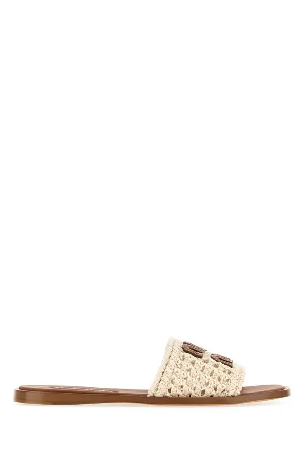 Miu Miu Crochet Slippers - White