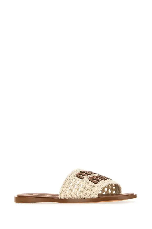 Miu Miu Crochet Slippers - White