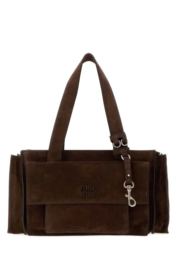 Miu Miu Dark Suede Utilitaire Shopping Bag
