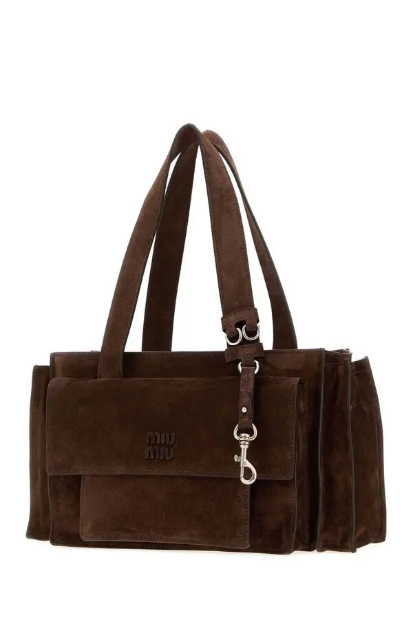 Miu Miu Dark Suede Utilitaire Shopping Bag