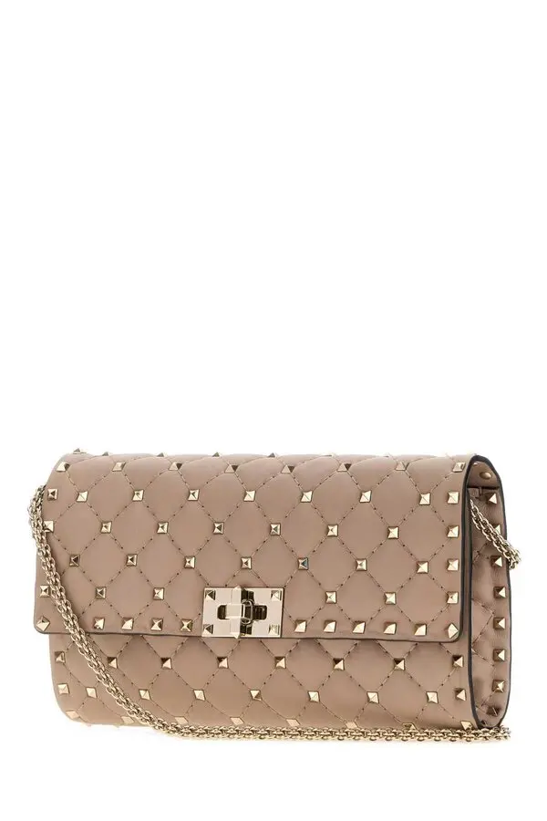 Valentino Garavani Antiqued Nappa Leather Rockstud Spike Clutch - Pink