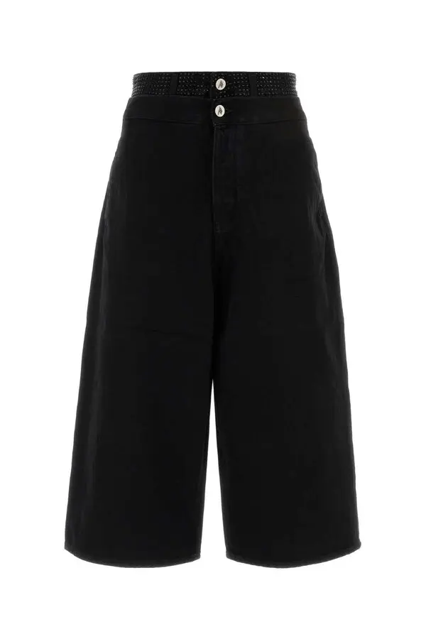 Attico Denim Bermuda Shorts - Black