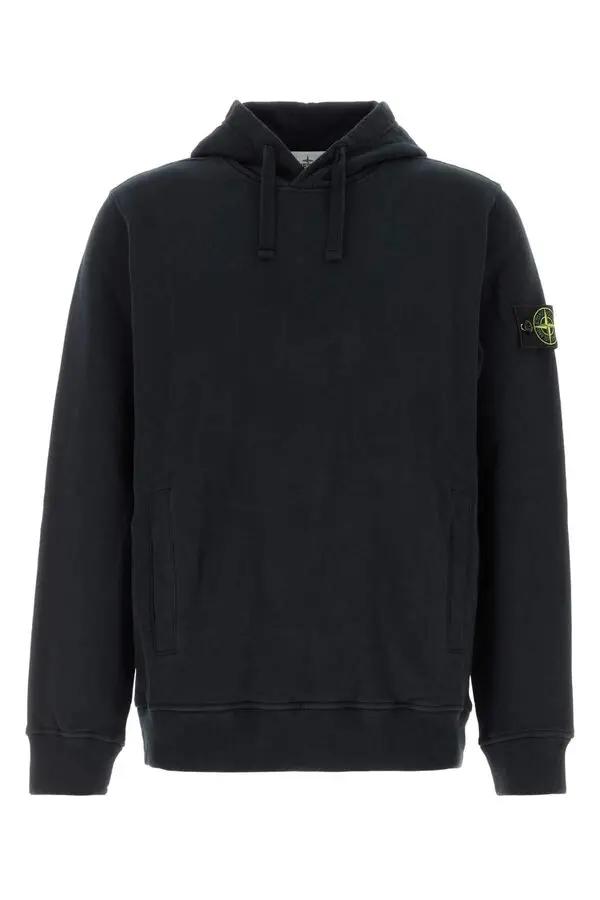 Stone Island Cotton Hooded Sweatshirt - Black