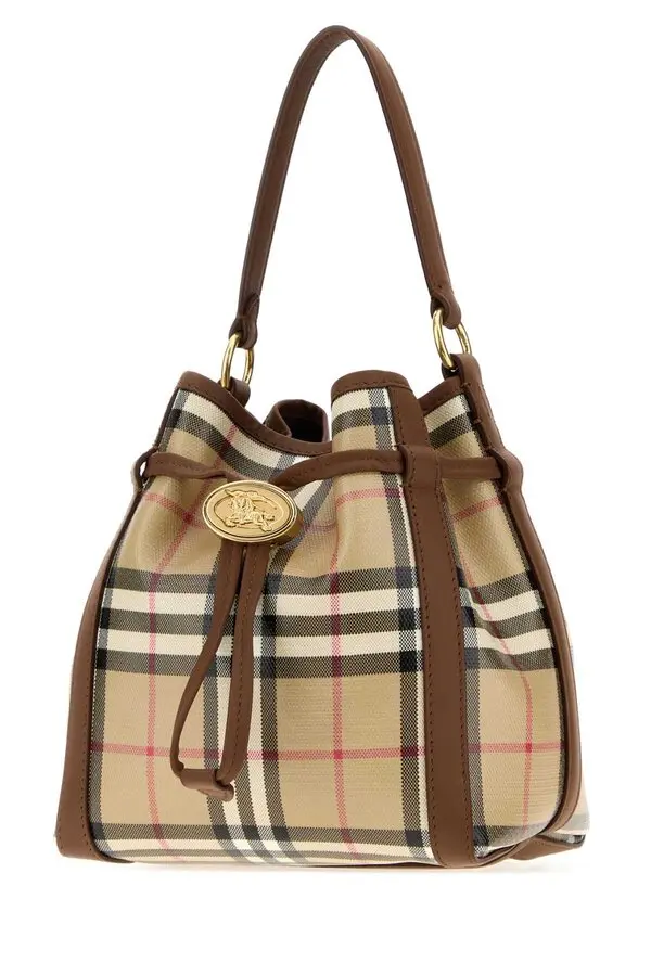 Burberry Coated Canvas Mini Check Bucket Bag