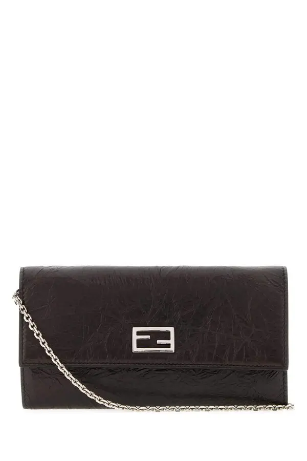 Fendi Leather Tube Wallet - Black