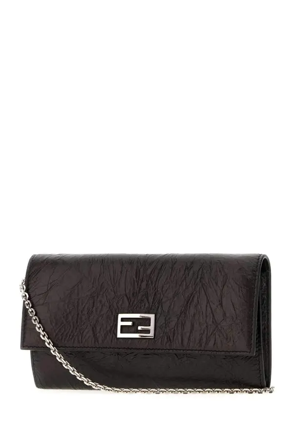 Fendi Leather Tube Wallet - Black