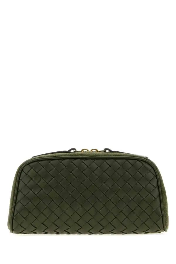 Bottega Veneta Bottle Leather And Suede Small Nodo Clutch - Green