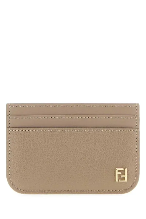 Fendi Dove Grey Leather Ff Card Holder - Gray