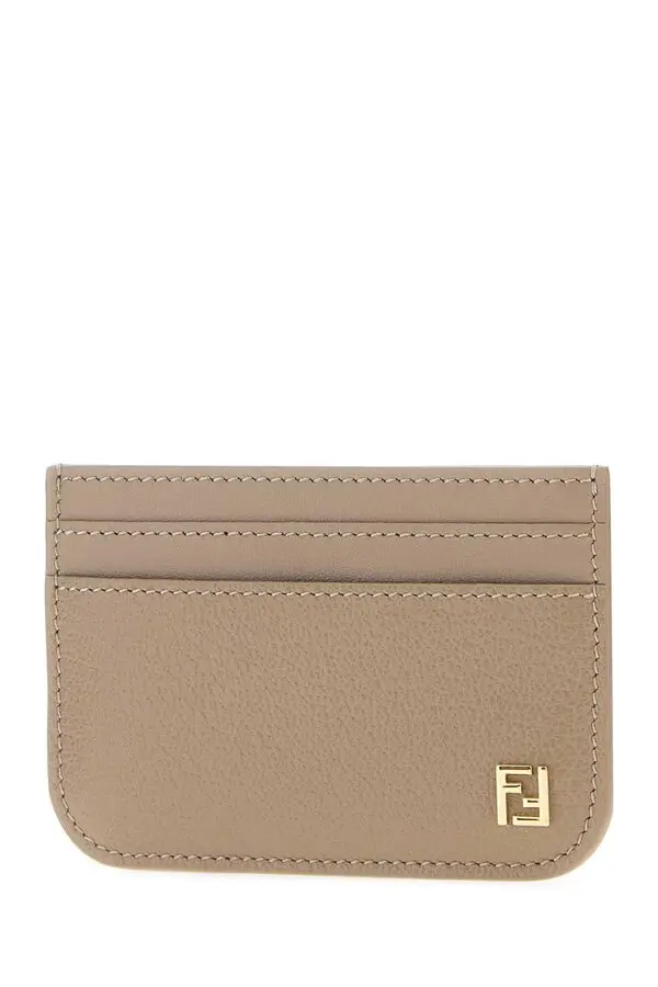 Fendi Dove Grey Leather Ff Card Holder - Gray