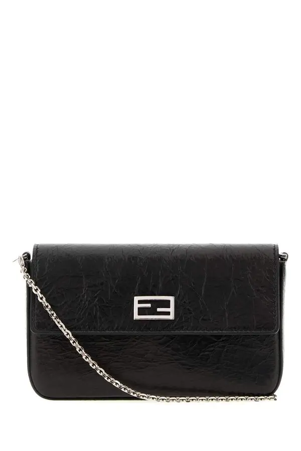 Fendi Leather Tube Wallet - Black