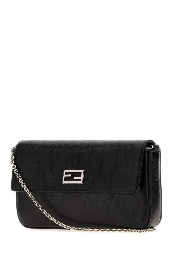 Fendi Leather Tube Wallet - Black