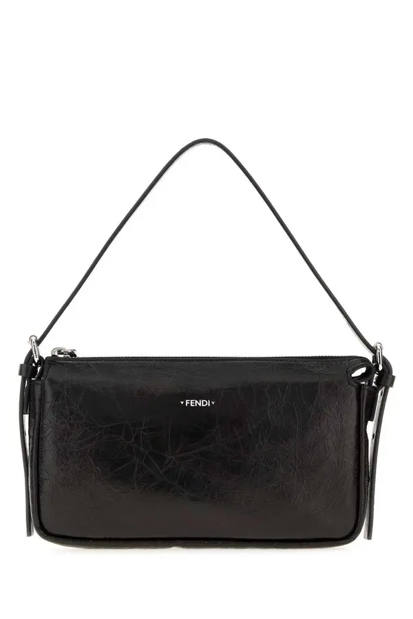 Fendi Leather Mall Handbag - Black