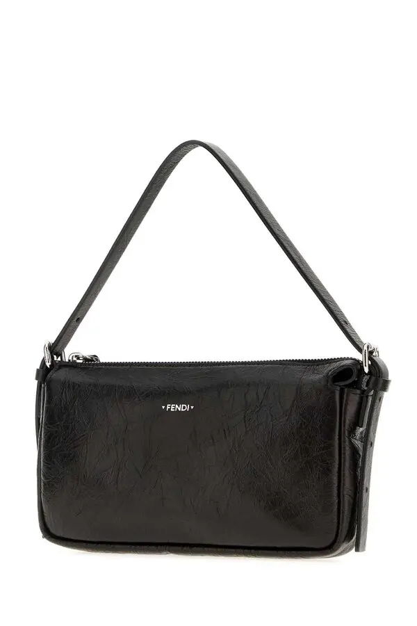 Fendi Leather Mall Handbag - Black
