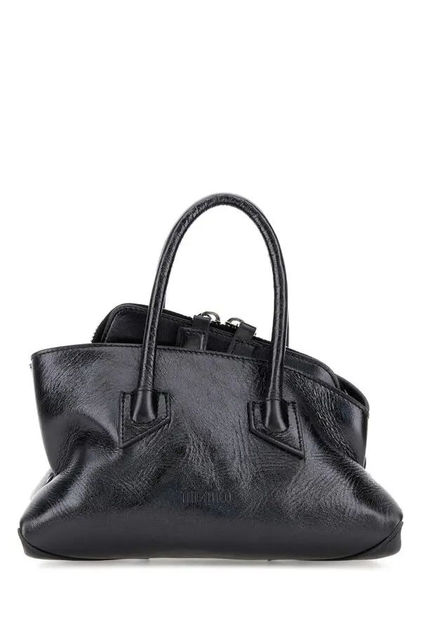 Attico Charcoal Leather Mini La Passeggiata Handbag - Gray