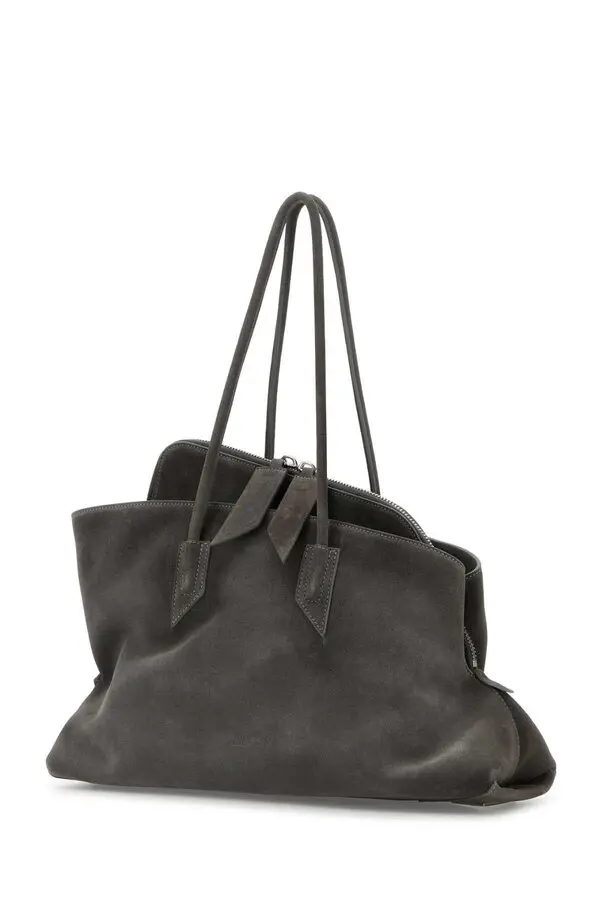 Attico Grey Suede Medium La Passeggiata Shoulder Bag - Gray