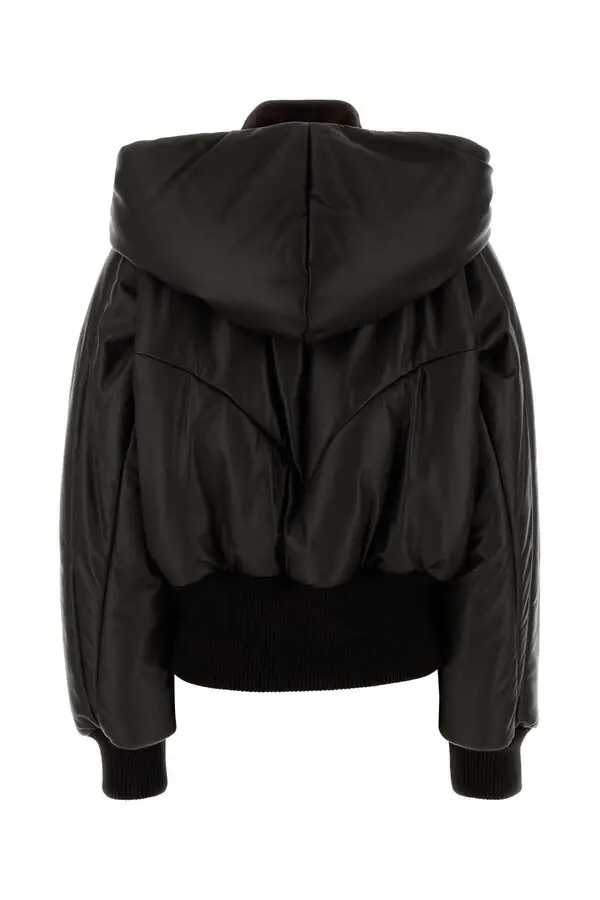 Attico Leather Bomber Jacket - Brown