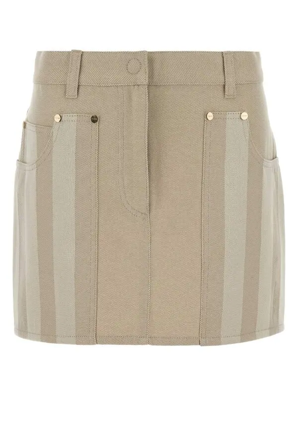 Fendi Beige Drill Mini Skirt - Brown