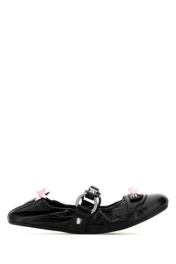 Balenciaga Leather City Ballerinas - Black