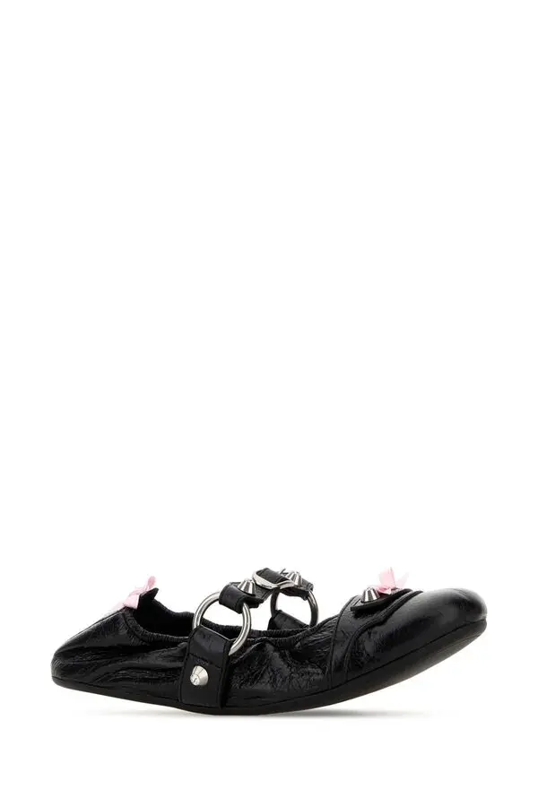 Balenciaga Leather City Ballerinas - Black
