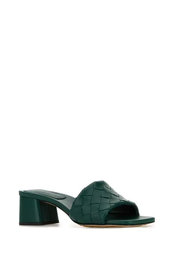 Bottega Veneta Emerald Leather Parco Mules - Green