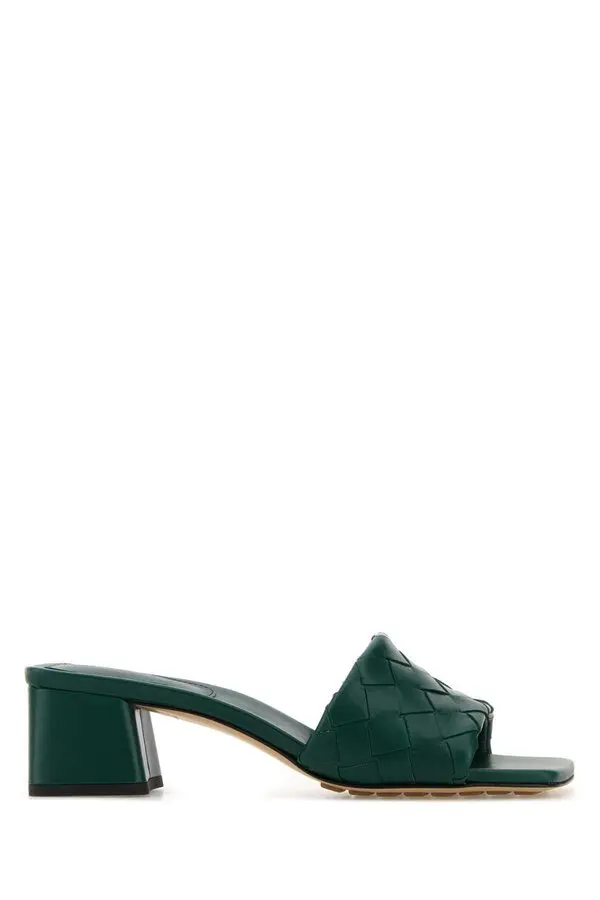 Bottega Veneta Emerald Leather Parco Mules - Green