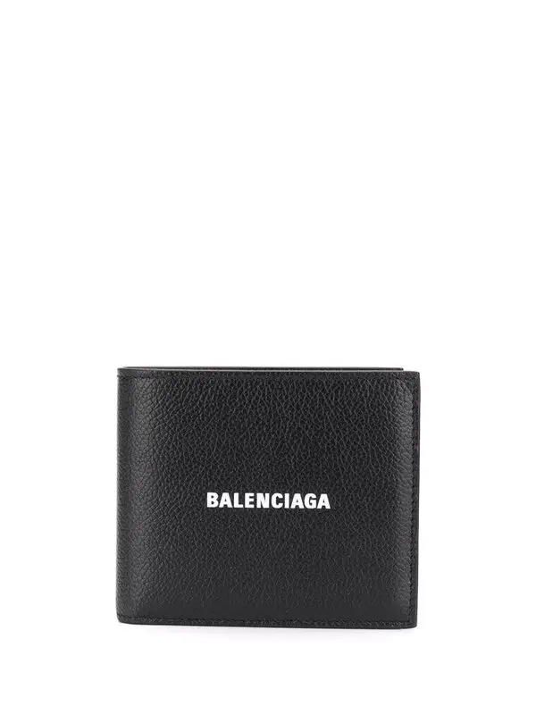 Balenciaga Logo-print Squared Bi-fold Wallet - Black