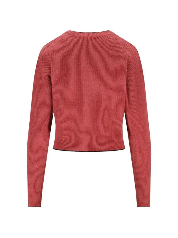 Chloé Cropped Fitted Wool Knit Logo Sweater