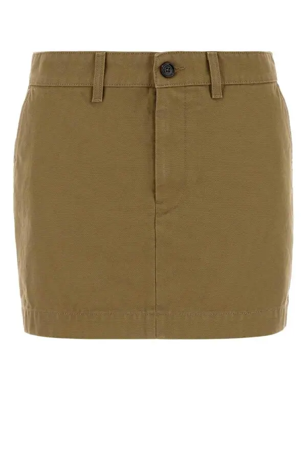 Balenciaga Khaki Denim Mini Skirt - Green