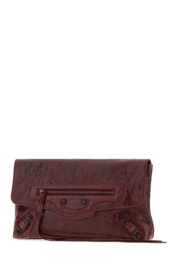 Balenciaga Leather Le City Clutch - Red