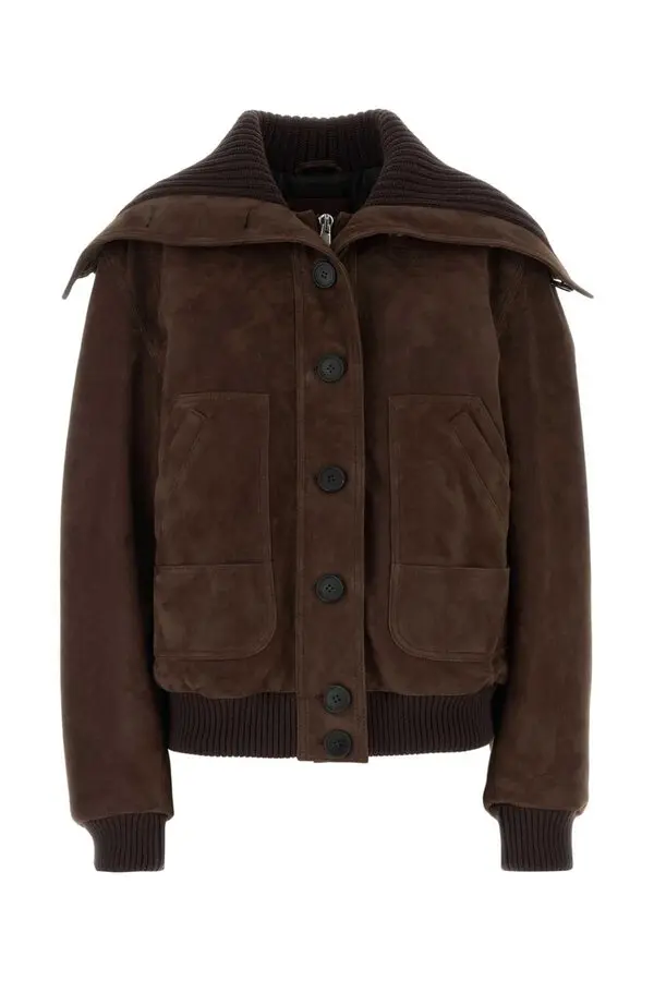 Attico Suede Bomber Jacket - Brown