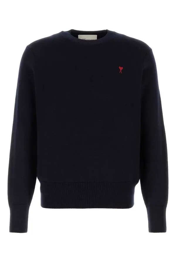 AMI Paris Navy Wool Sweater - Blue