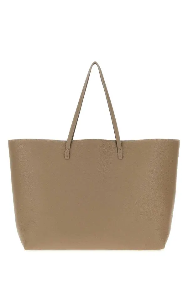 Fendi Dove Grey Leather Medium Roll Shopping Bag - Gray