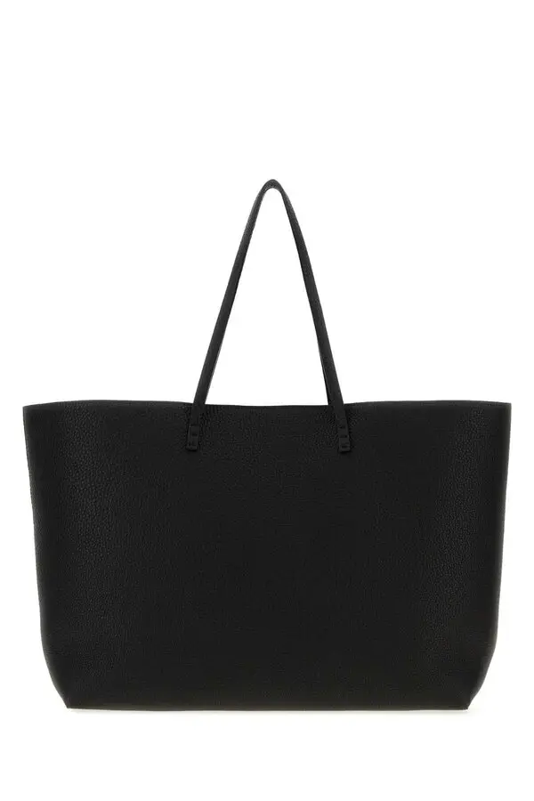 Fendi Leather Medium Roll Shopping Bag - Black