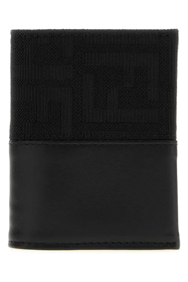 Fendi Jacquard And Leather Ff Card Holder - Black