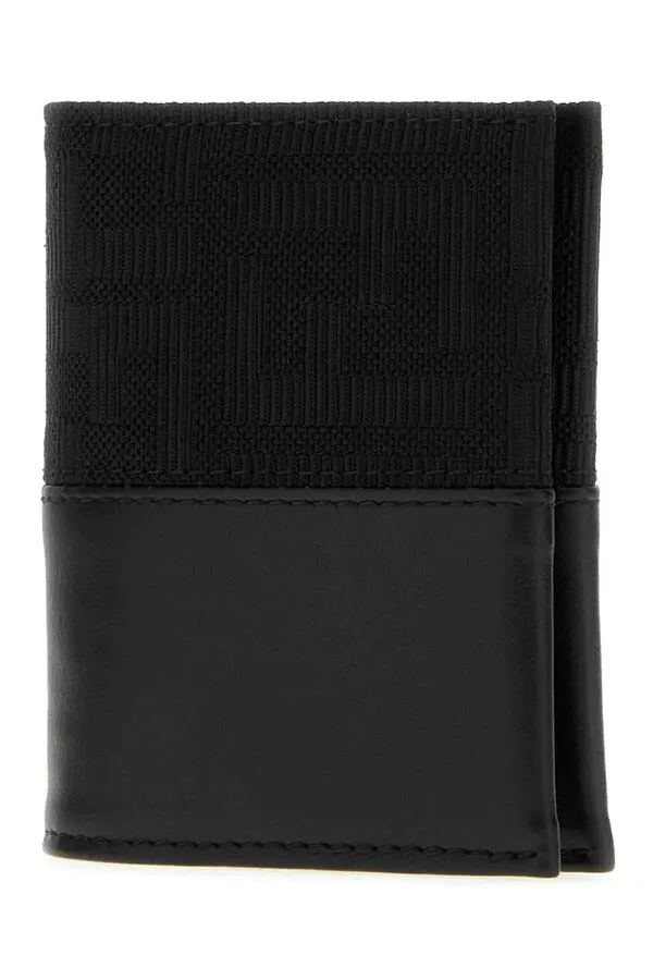Fendi Jacquard And Leather Ff Card Holder - Black
