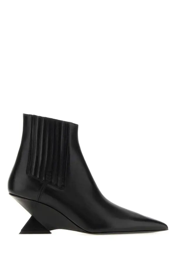 Attico Leather Cheope Ankle Boots - Black
