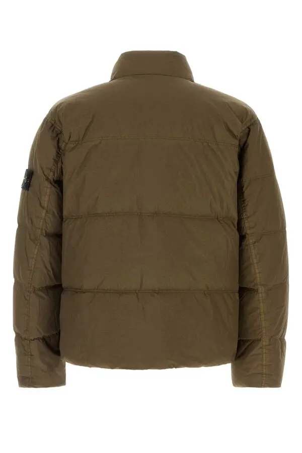 Stone Island Khaki Nylon Down Jacket - Green