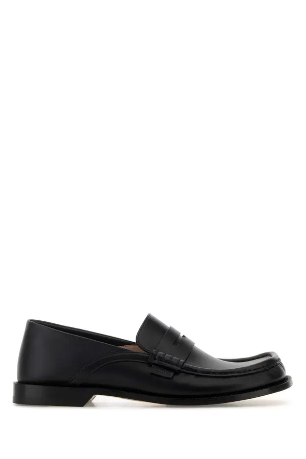 Loewe Leather Campo Flap Loafers - Black