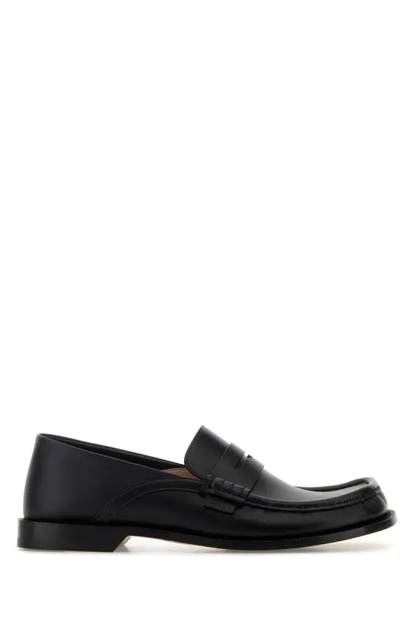 Loewe Leather Campo Flap Loafers - Black
