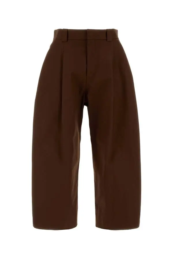 Balenciaga Chocolate Cotton Wide-leg Pant - Brown
