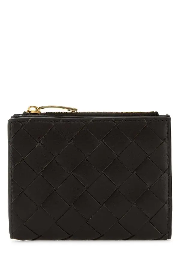 Bottega Veneta Dark Nappa Leather Small Intrecciato Wallet - Brown