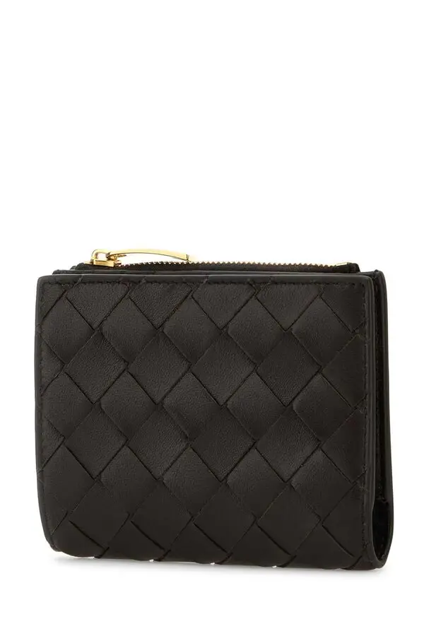 Bottega Veneta Dark Nappa Leather Small Intrecciato Wallet - Brown
