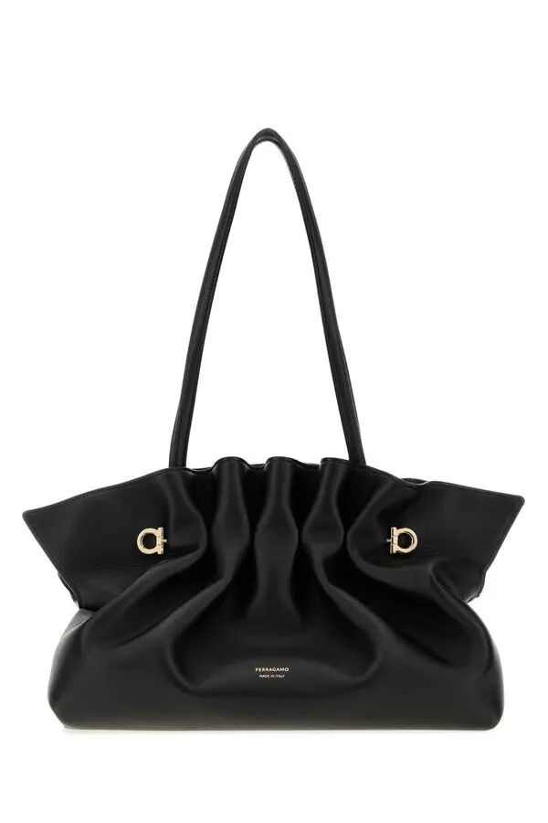 FERRAGAMO Leather Shoulder Bag - Black