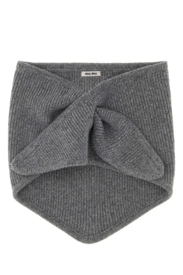 Miu Miu Grey Wool Blend Scarf