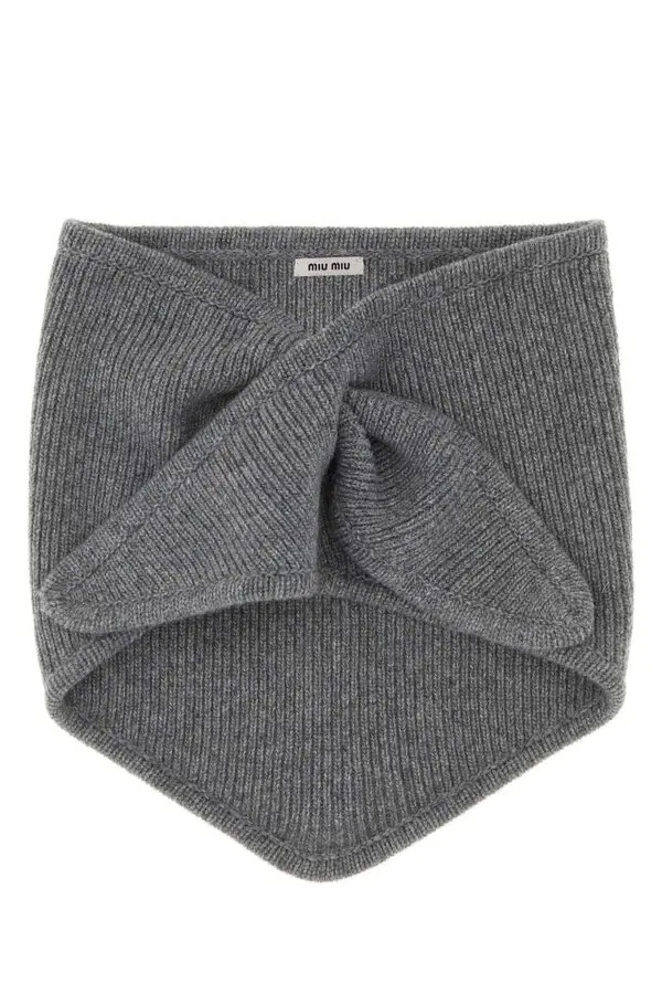 Miu Miu Grey Wool Blend Scarf - Gray