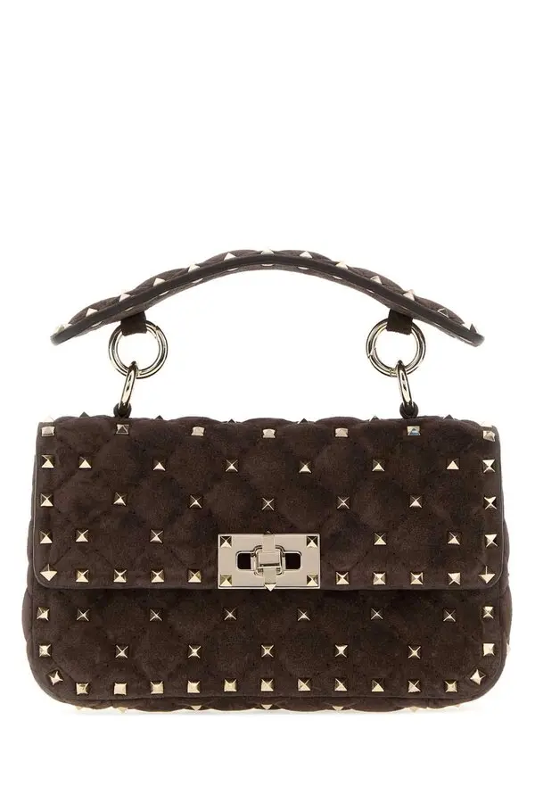 Valentino Garavani Suede Rocksutd Handbag - Brown